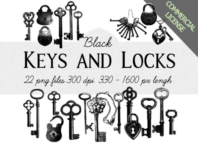 Commercial Use Photo Illustrations Clipart With Keys Locks or Padlocks ...