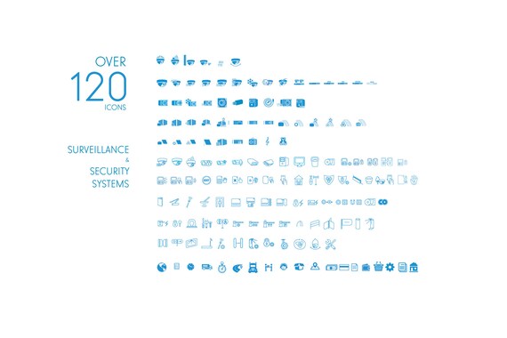 COMMERCIAL Use Surveillance Icons Security Systems Outline | Etsy