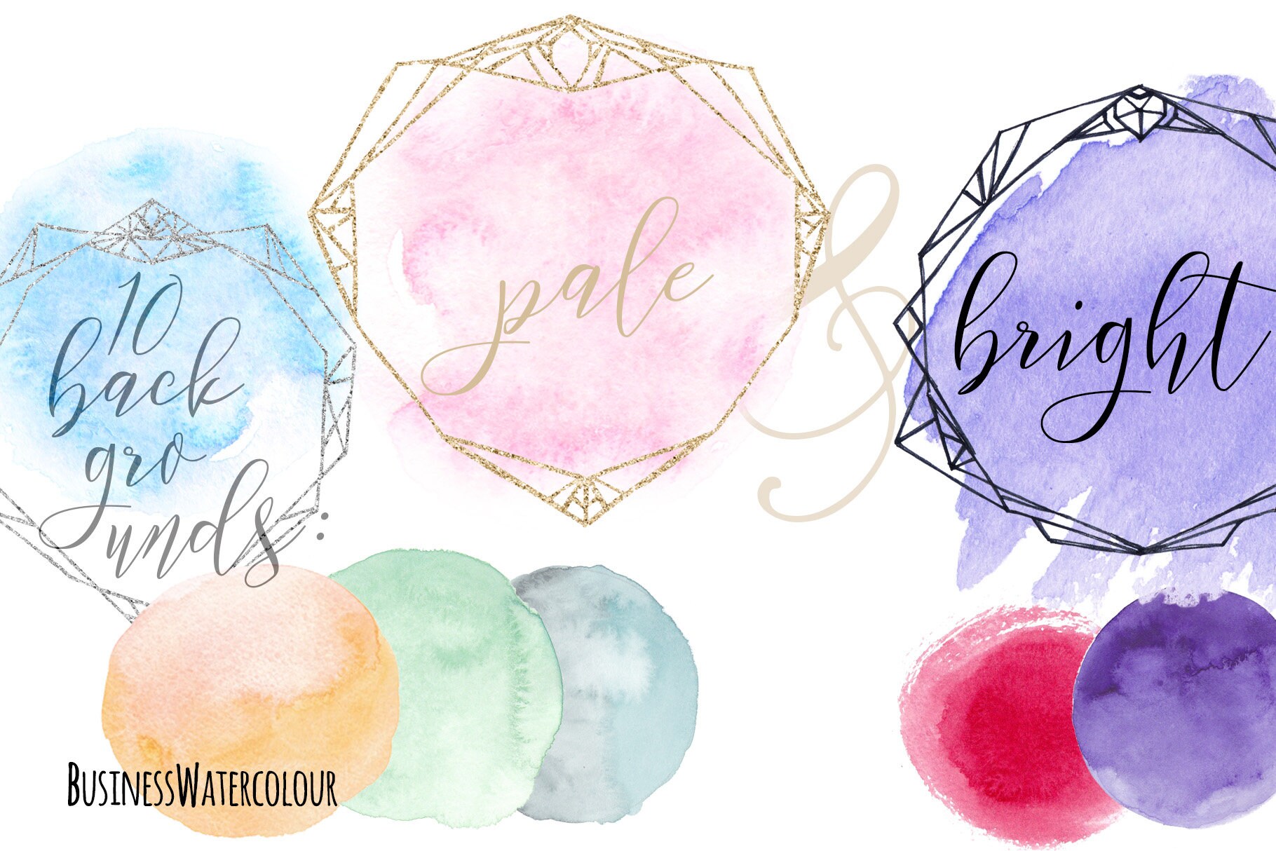 Geometric Polygonal Frames Glitter Gold Silver Rose Art Deco Metallic ...