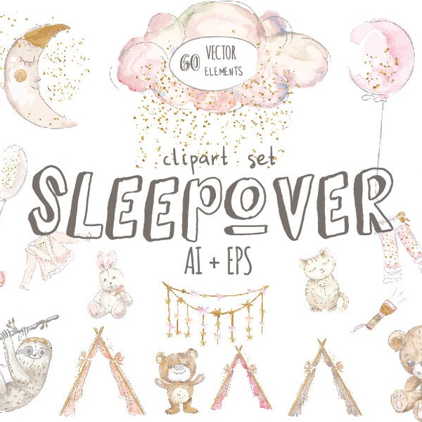 Sleepover Clipart - Etsy