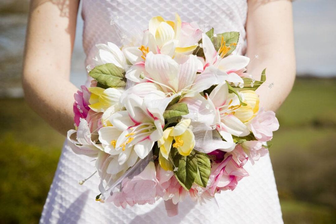Mixed Spray Silk Flower Bouquet - Wedding Flowers, Colourful Floral ...