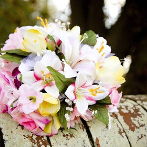 Mixed Spray Silk Flower Bouquet - Wedding Flowers, Colourful Floral ...