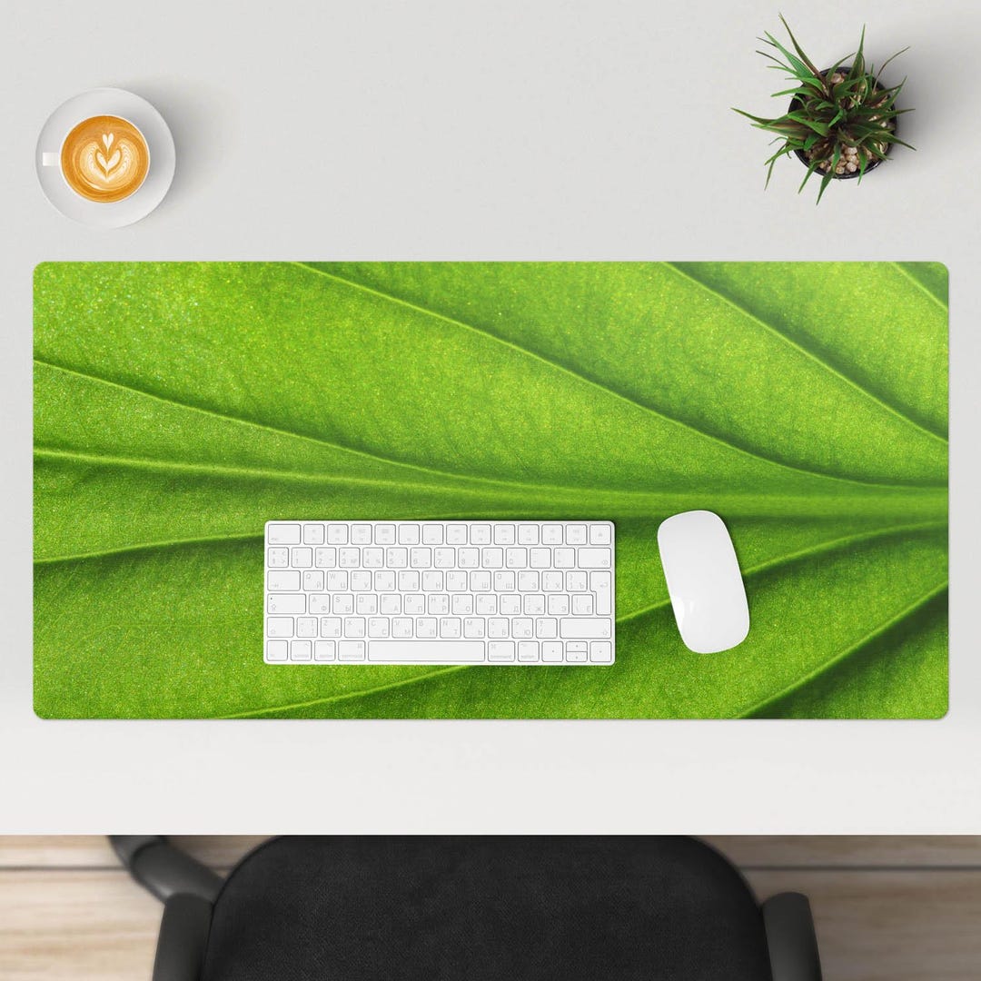 Leaf Close up Desk Pad, Green Desk Cover, Table Protector Pad, Flowers ...