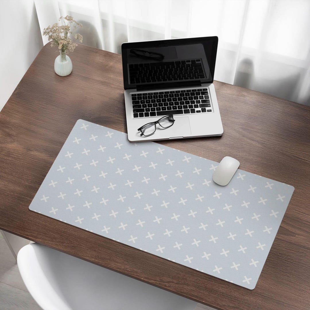 Crosses on the Background Desk Cover, Gray Desk Mat, Table Protector ...