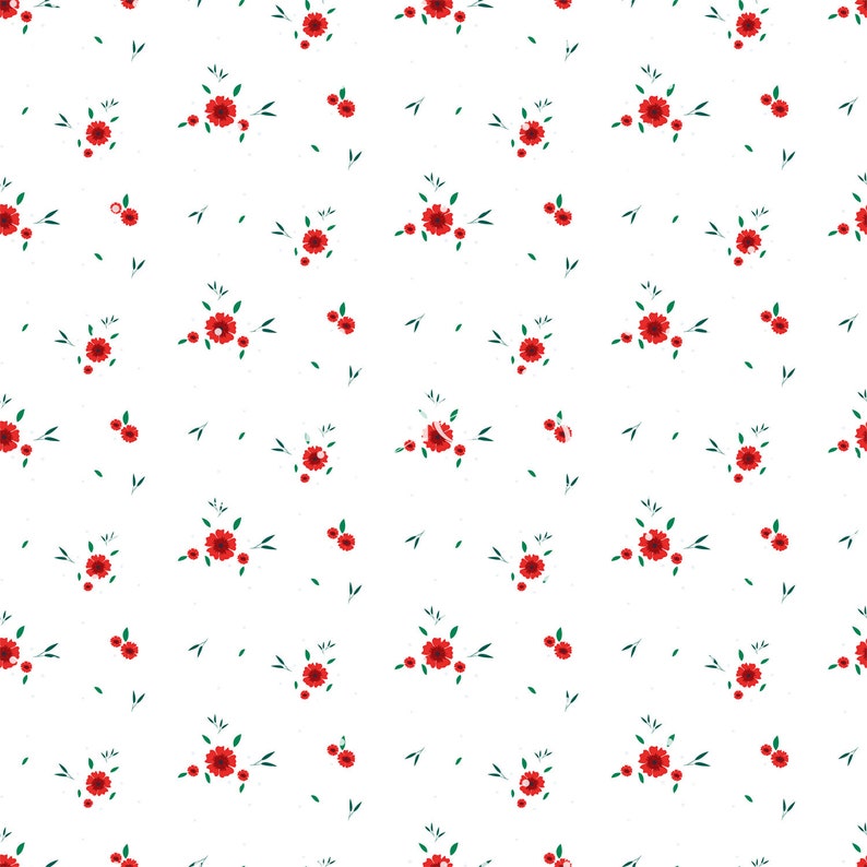 Small Red Flowers Removable Wallpaper Red and White Wall Mural - Etsy