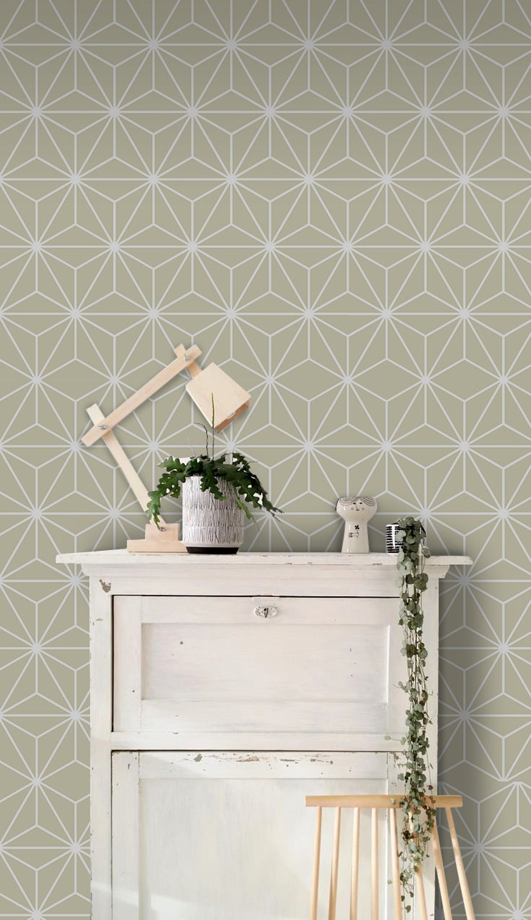 Geometric Texture Removable Wallpaper Beige and White Wall - Etsy