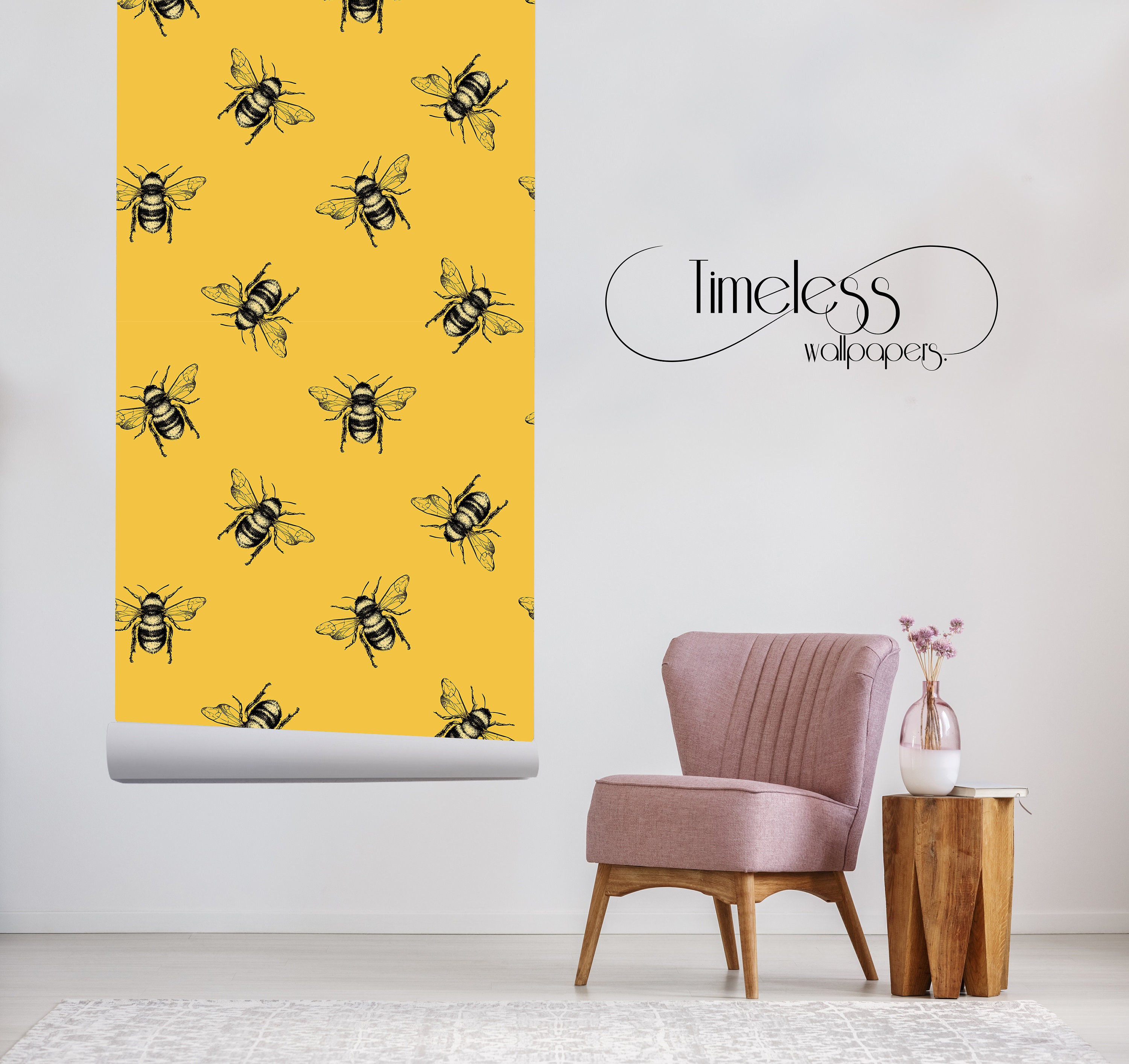 Bees Wallpaper Peel and Stick Wallpaper Yellow Black - Etsy