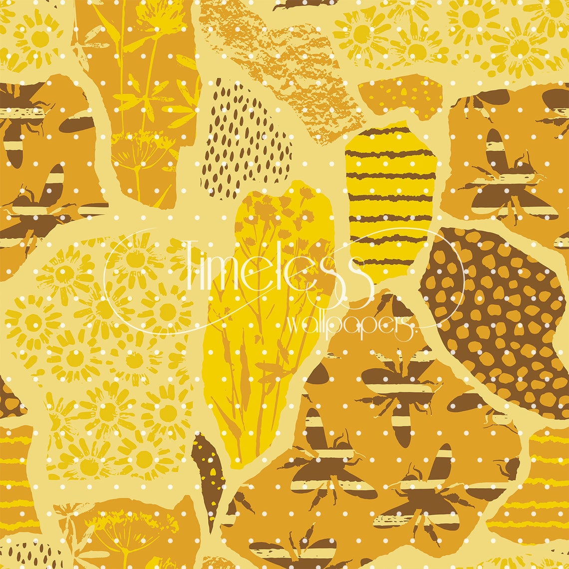 Abstract Apiary Wallpaper Removable Wallpaper Yellow Brown - Etsy