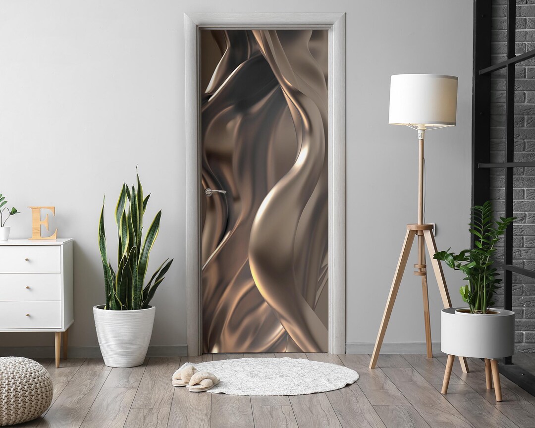 Liquid Gold Door Sticker, Carving Door Mural, Abstraction Door Decals ...