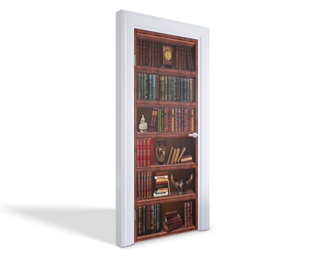 Historic Library Door Sticker, Carving Door Mural, Decoration Door ...