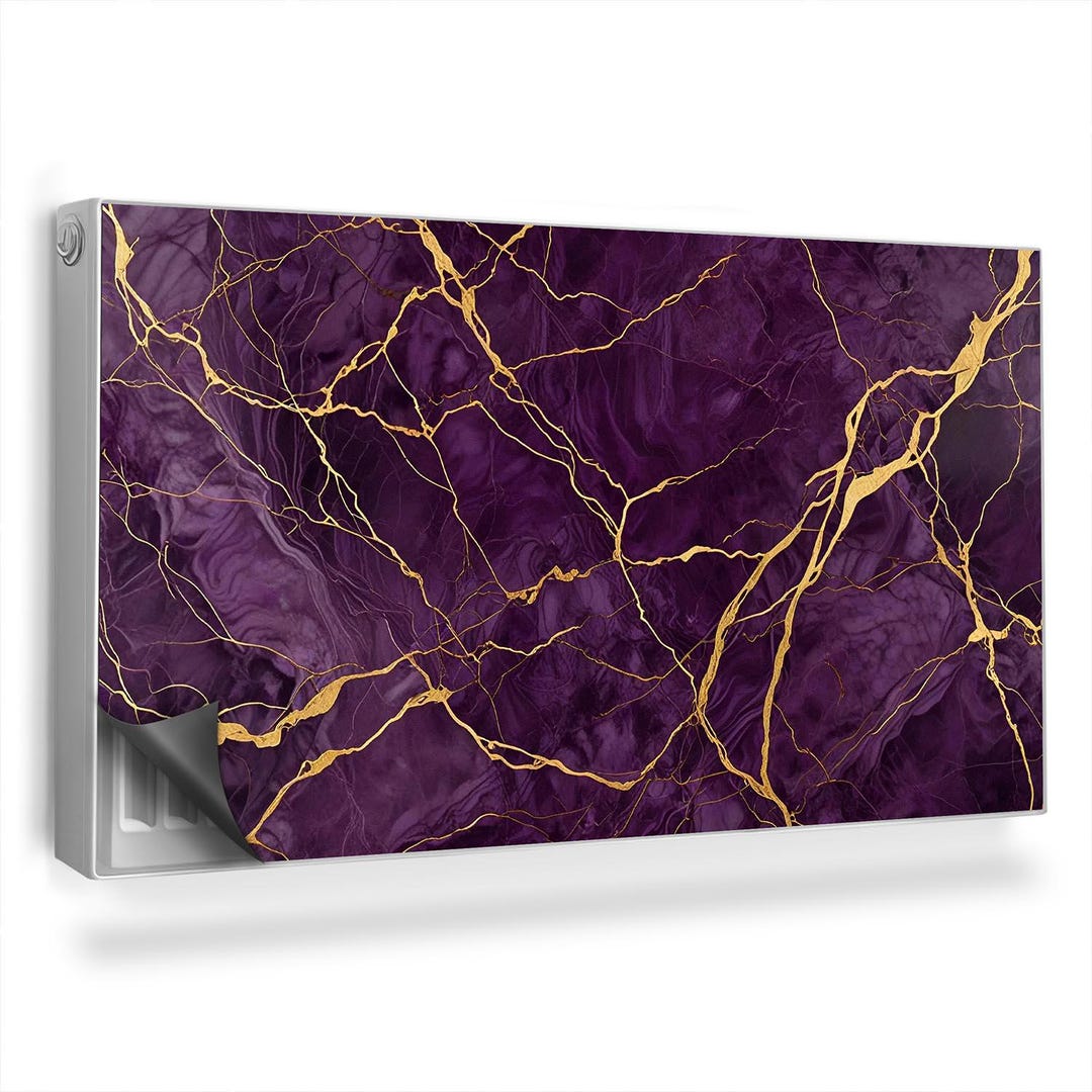 Purple Marble With Veins Radiator Cover, Purple Magnet Mat, Heating ...