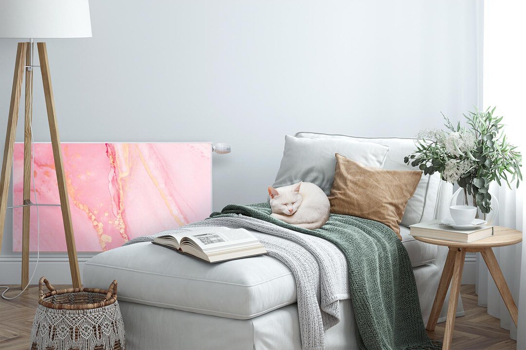 Pastel Stone Decorated Marble Texture Heating Cover, Pink Magnetic ...