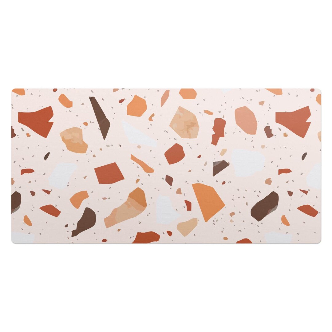 Terrazzo Abstract Desk Mat, Orange Desk Pad, PVC Table Protector ...