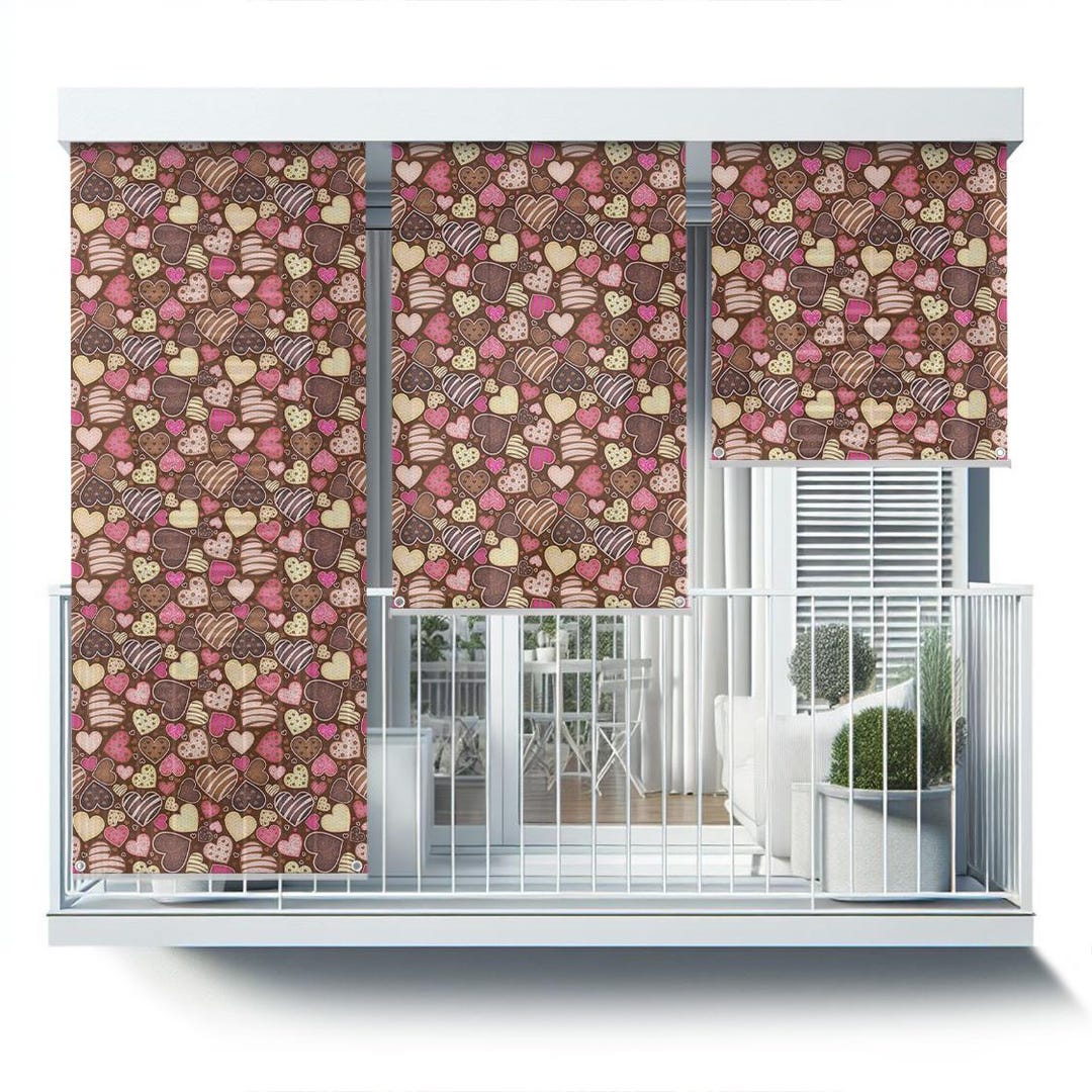 Backyard Roller Blinds, Sweets Roll up Shades, Chocolate Hearts in ...