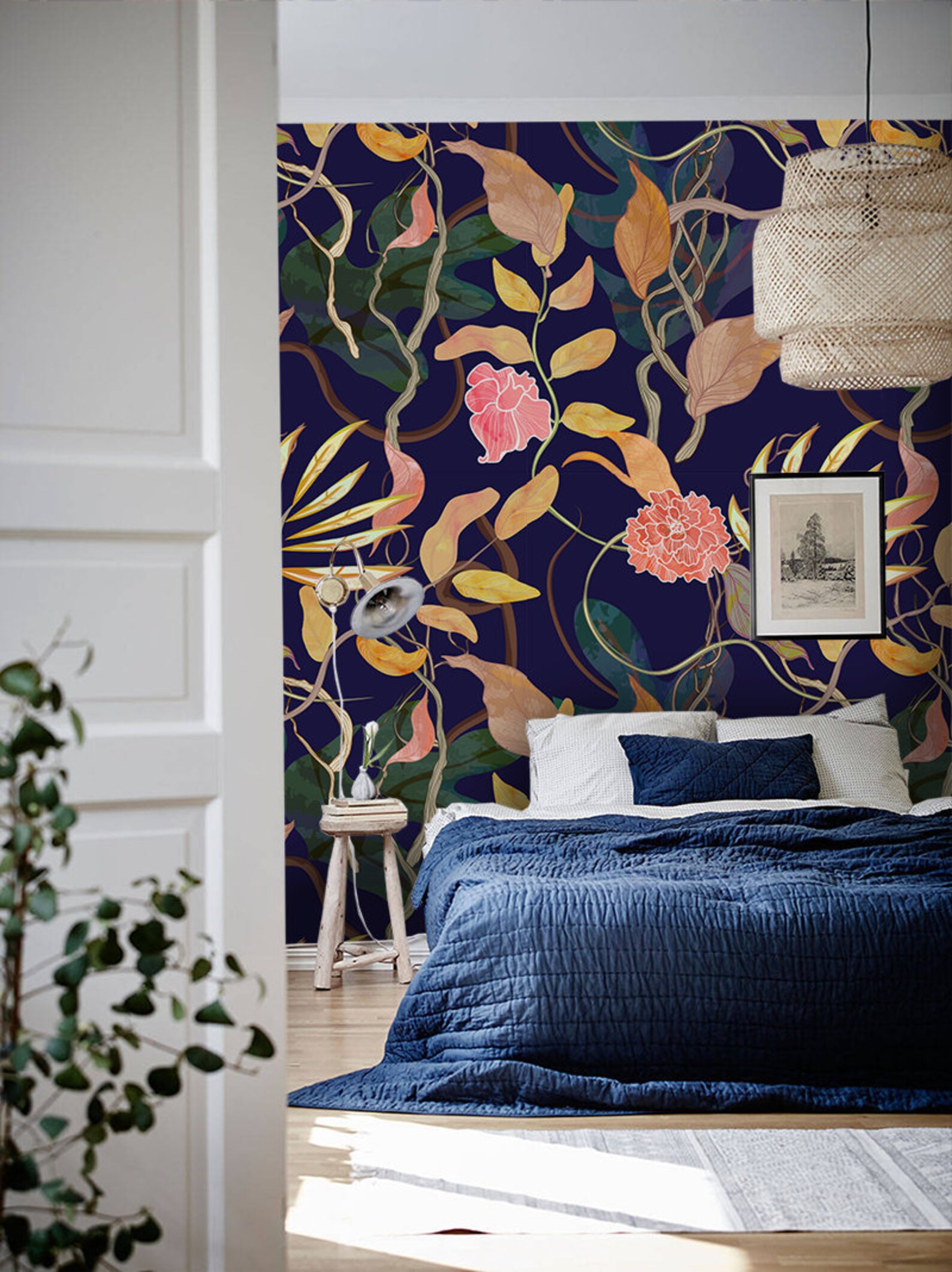 Trendy Harbor Theme Plants Removable Wallpaper Purple and - Etsy Australia