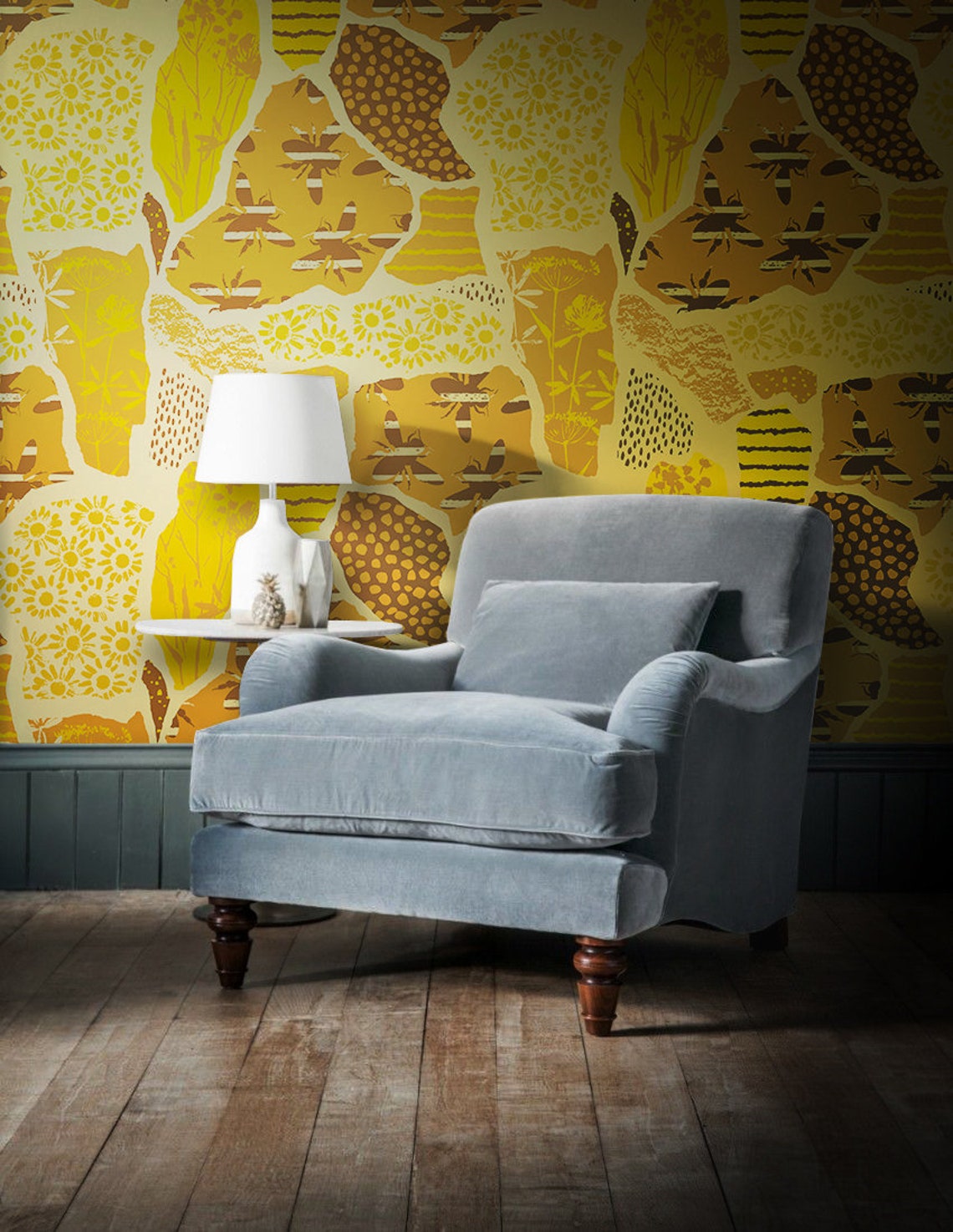 Abstract Apiary Wallpaper Removable Wallpaper Yellow Brown - Etsy