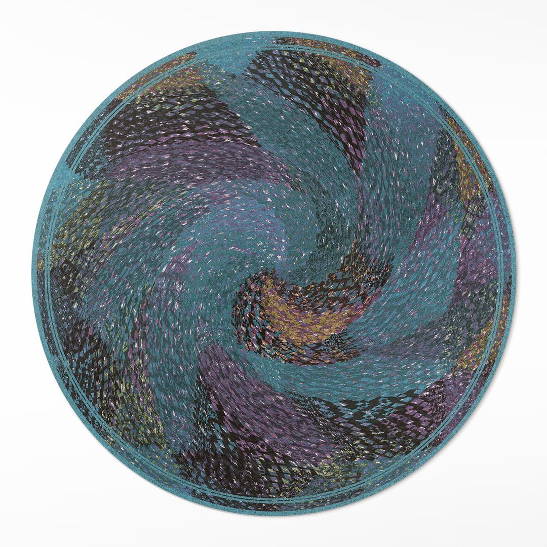 Abstract Stain Composition Round Rug for Living Room, Abstraction Vinyl ...