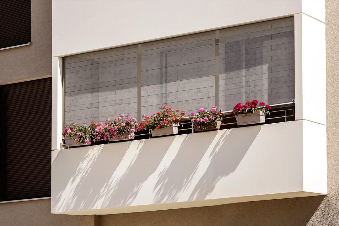 Patio Roller Shades, Structures Exterior Roller Blinds, Marble Brick ...