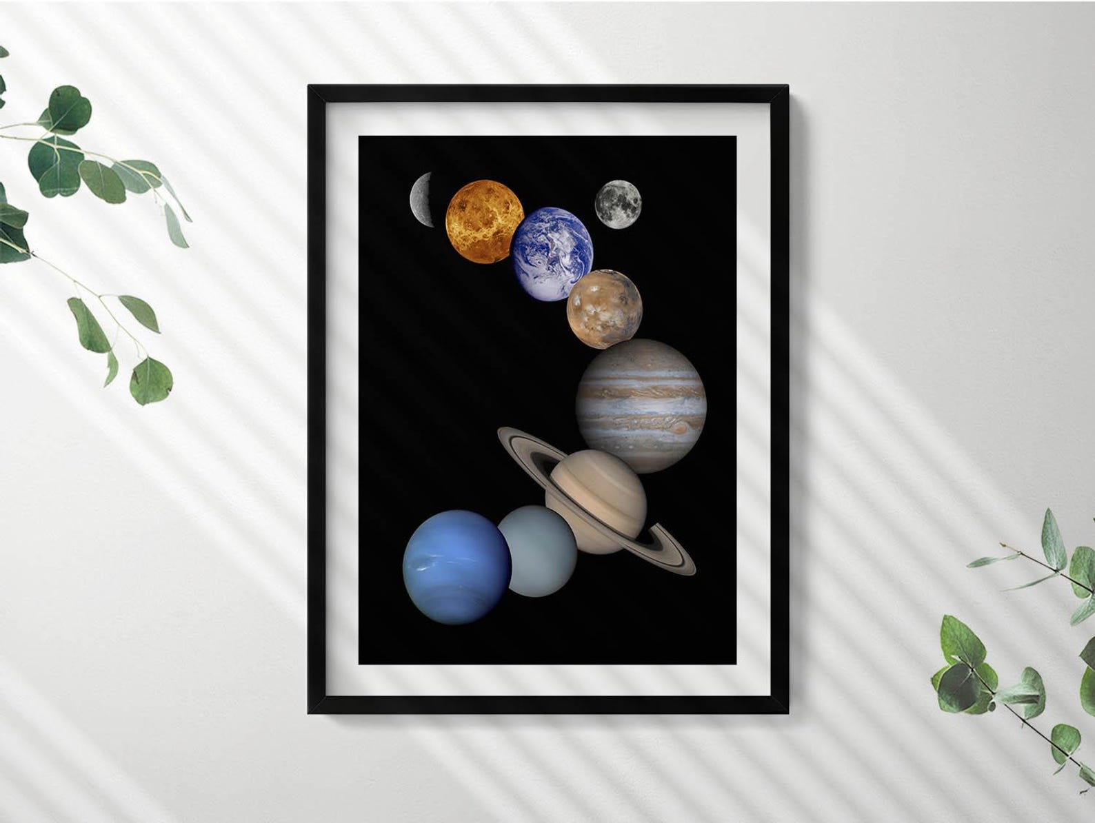 Planets of the Solar System Illustration Framed Art, Earth and Space ...