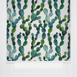 Green Cactus Roller Shades, Window and Solar Custom Blinds Shades Photo Custom Printed Pattern ...