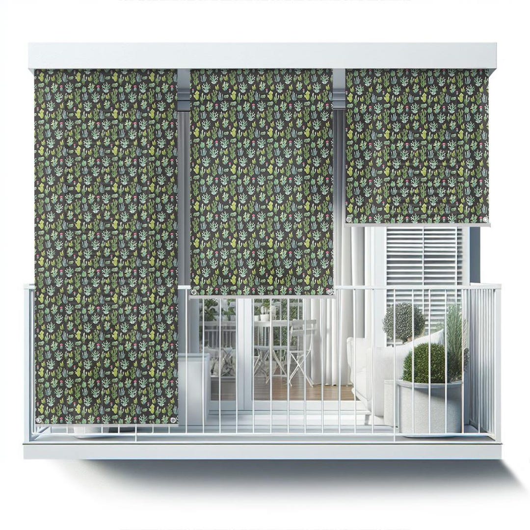External Roller Blinds, Plants Outdoor Roller Blinds, Cacti on A Black ...
