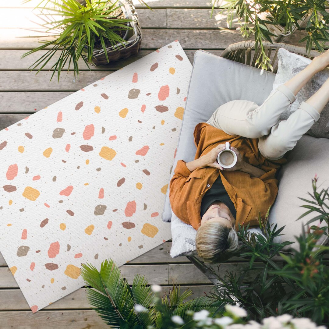 Pastel Stoneware Slab Porch Rug, Texture Outside Carpet, White Vinyl ...