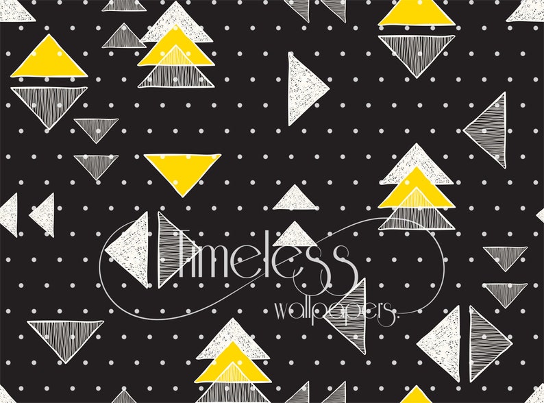 Hand Drawn Triangles Removable Wallpaper, Black and Yellow Wall Mural ...
