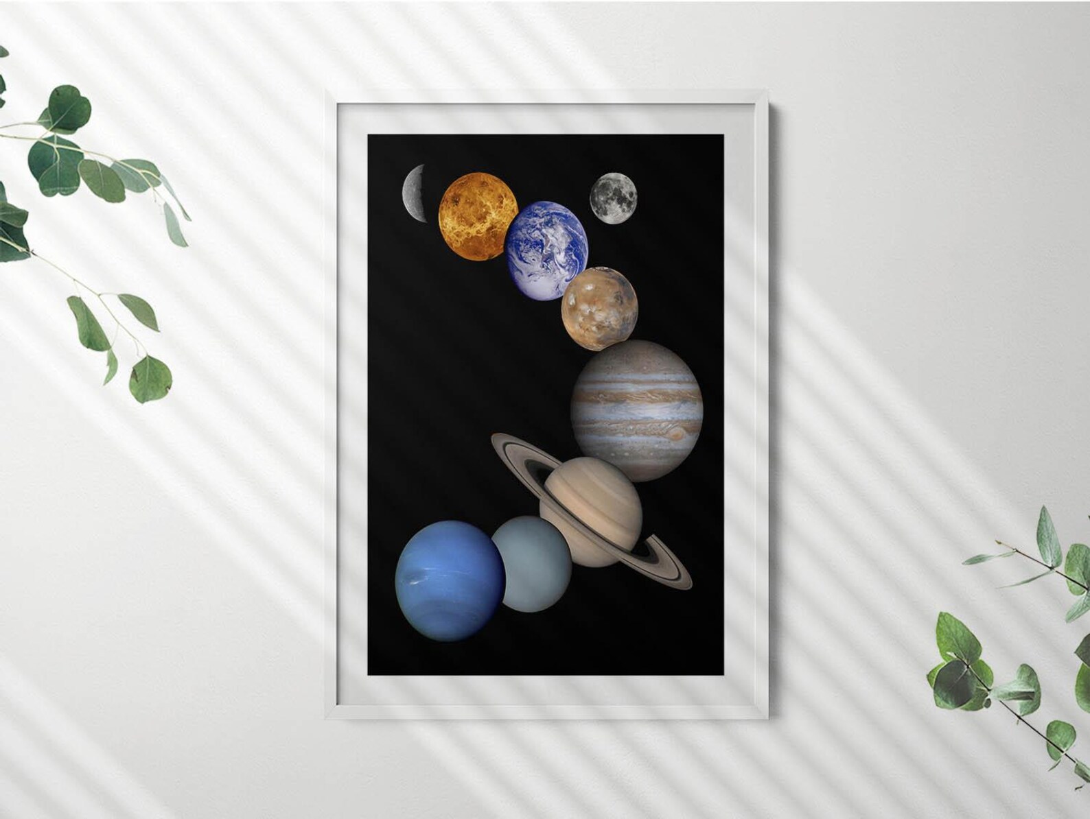 Planets of the Solar System Illustration Framed Art, Earth and Space ...