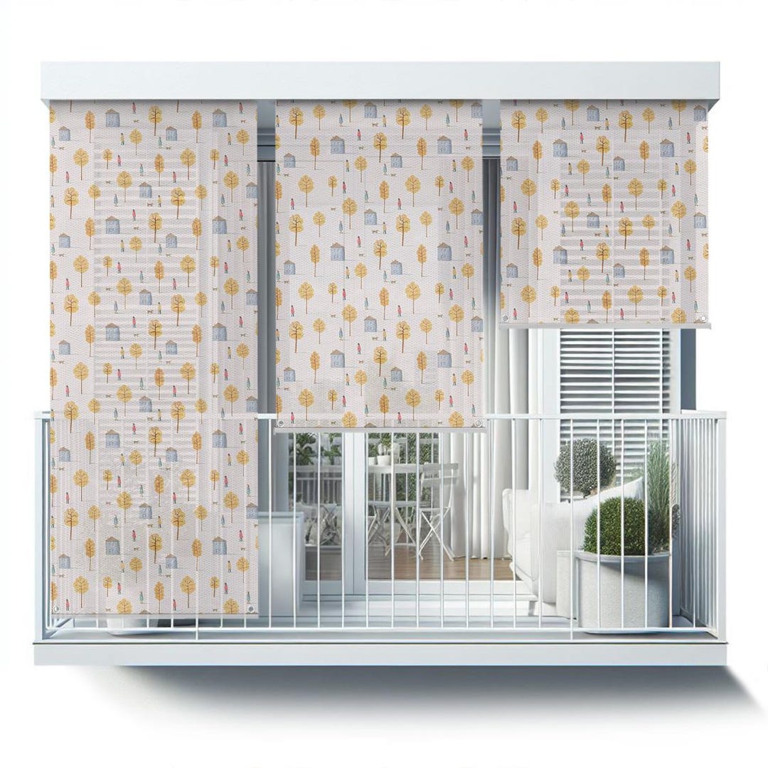 Balcony Roller Blinds, Architecture Backyard Shades, People Trees ...