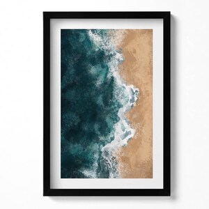 Illustration of Sea Waves and Beach From A Bird's Eye View Painting in ...