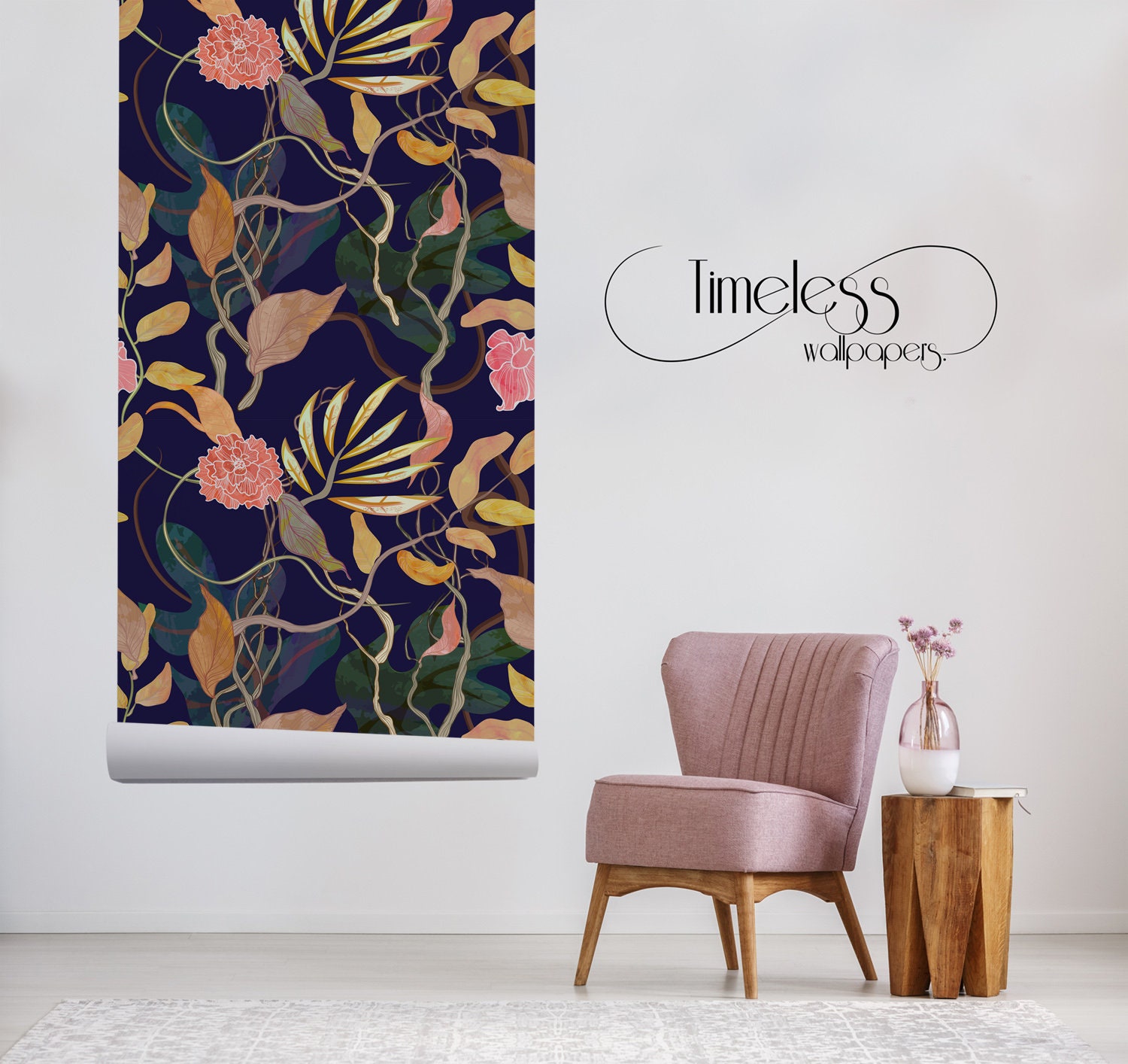 Trendy Harbor Theme Plants Removable Wallpaper Purple and - Etsy