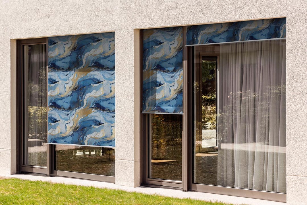 Balcony Roller Blinds, Structures Backyard Shades, Abstract Marble ...
