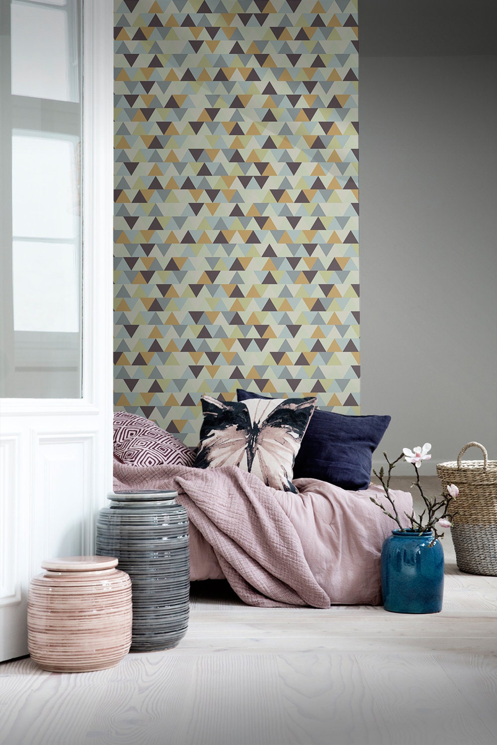 Muster Geometric Removable Wallpaper Brown Orange and Gray - Etsy