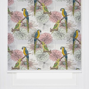 Parrot and Flowers Roller Shades, Window and Solar Custom Blinds Shades ...