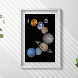 Planets of the Solar System Illustration Framed Art, Earth and Space ...