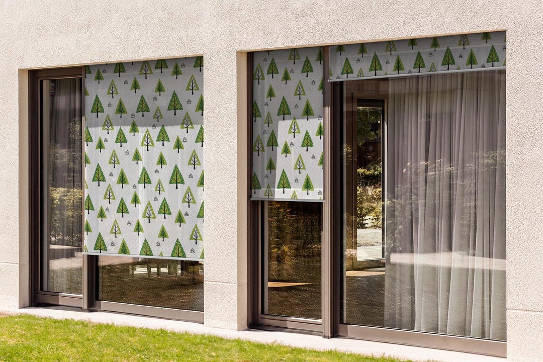 Roll up Shades, Nature External Roller Blinds, Forest Trees Pattern ...