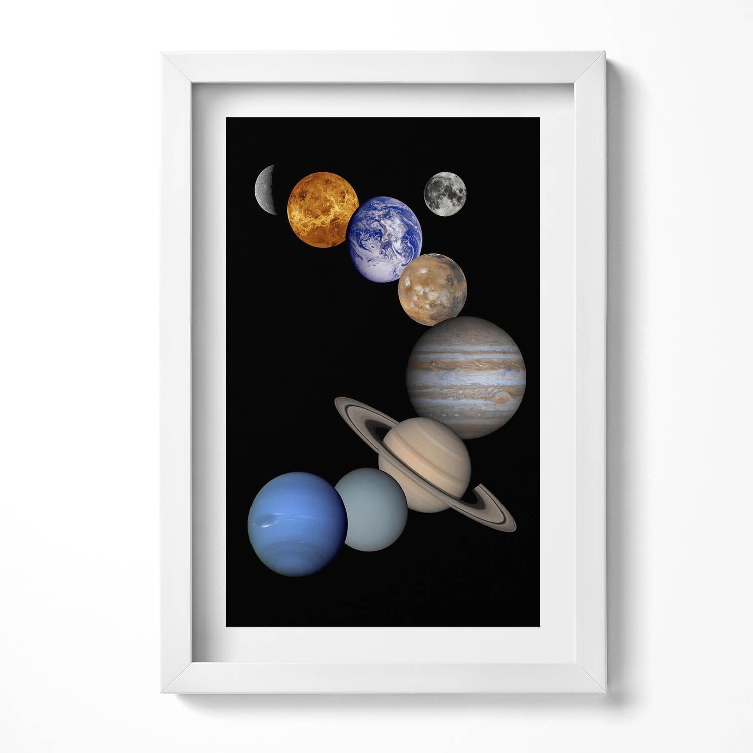 Planets of the Solar System Illustration Framed Art, Earth and Space ...