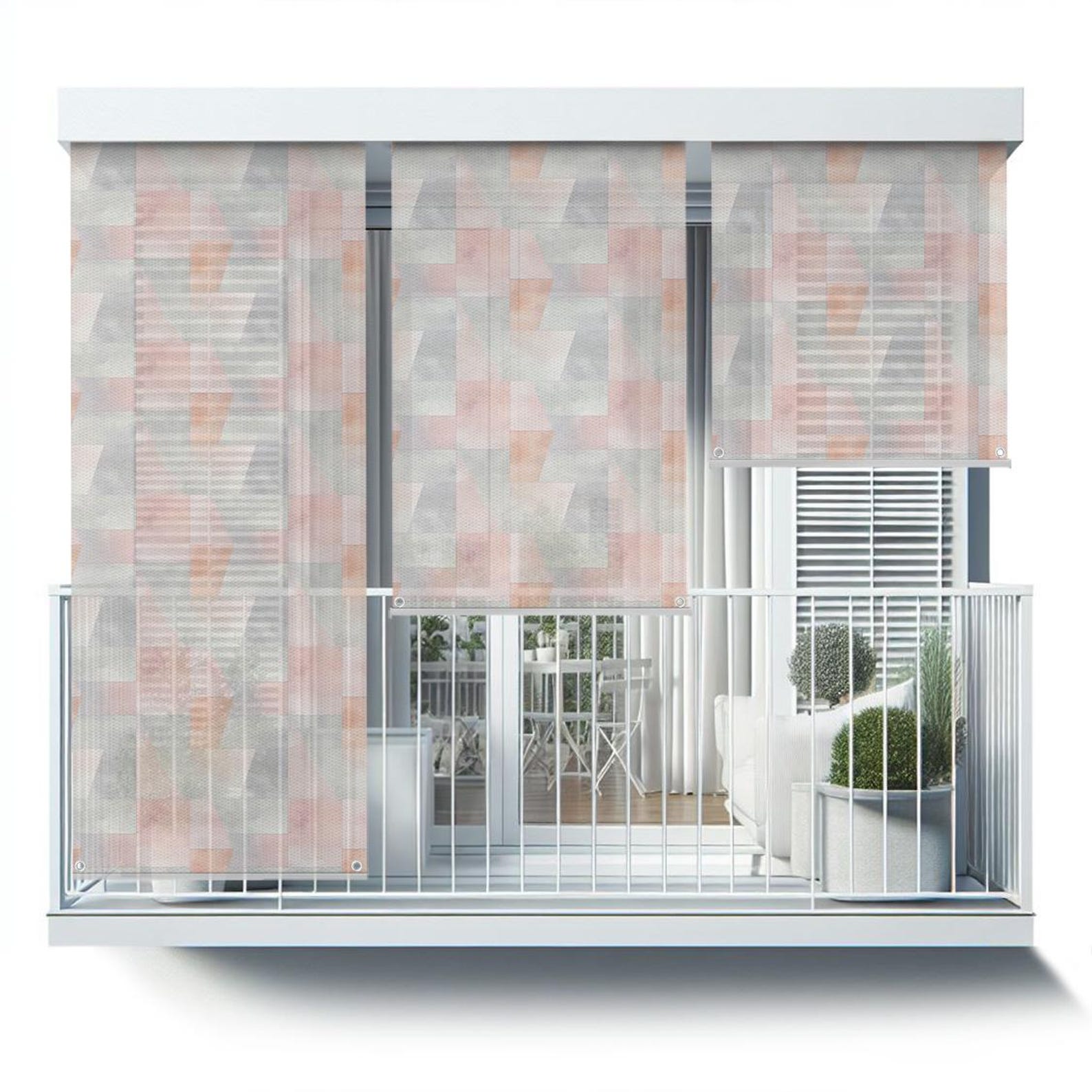Balcony Shades, Structures Backyard Roller Blinds, Geometric Patterns ...