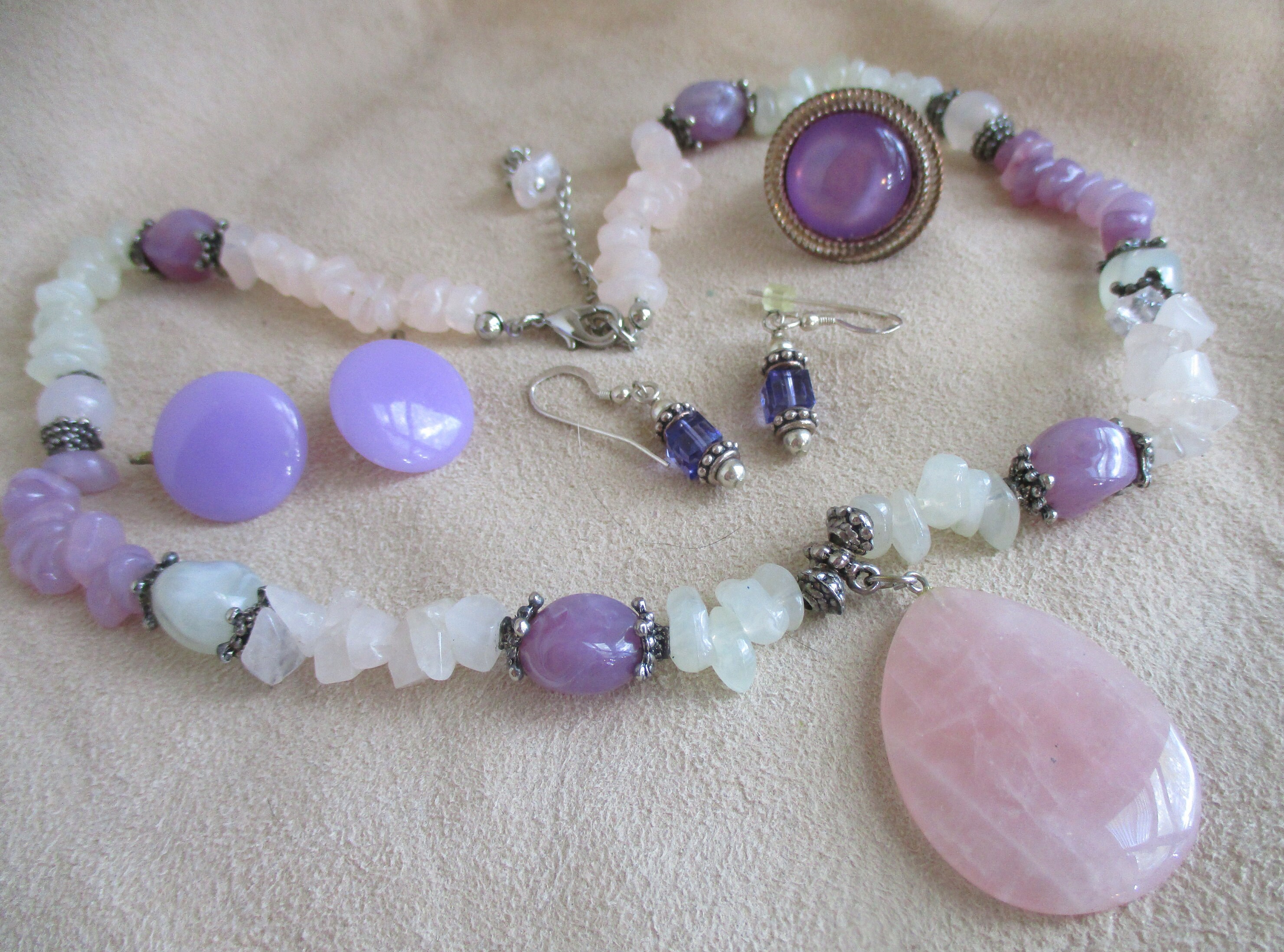 Lovely in Lavender: 4 Pc Lavender Theme Set; Necklace, 2 Pr Earrings ...