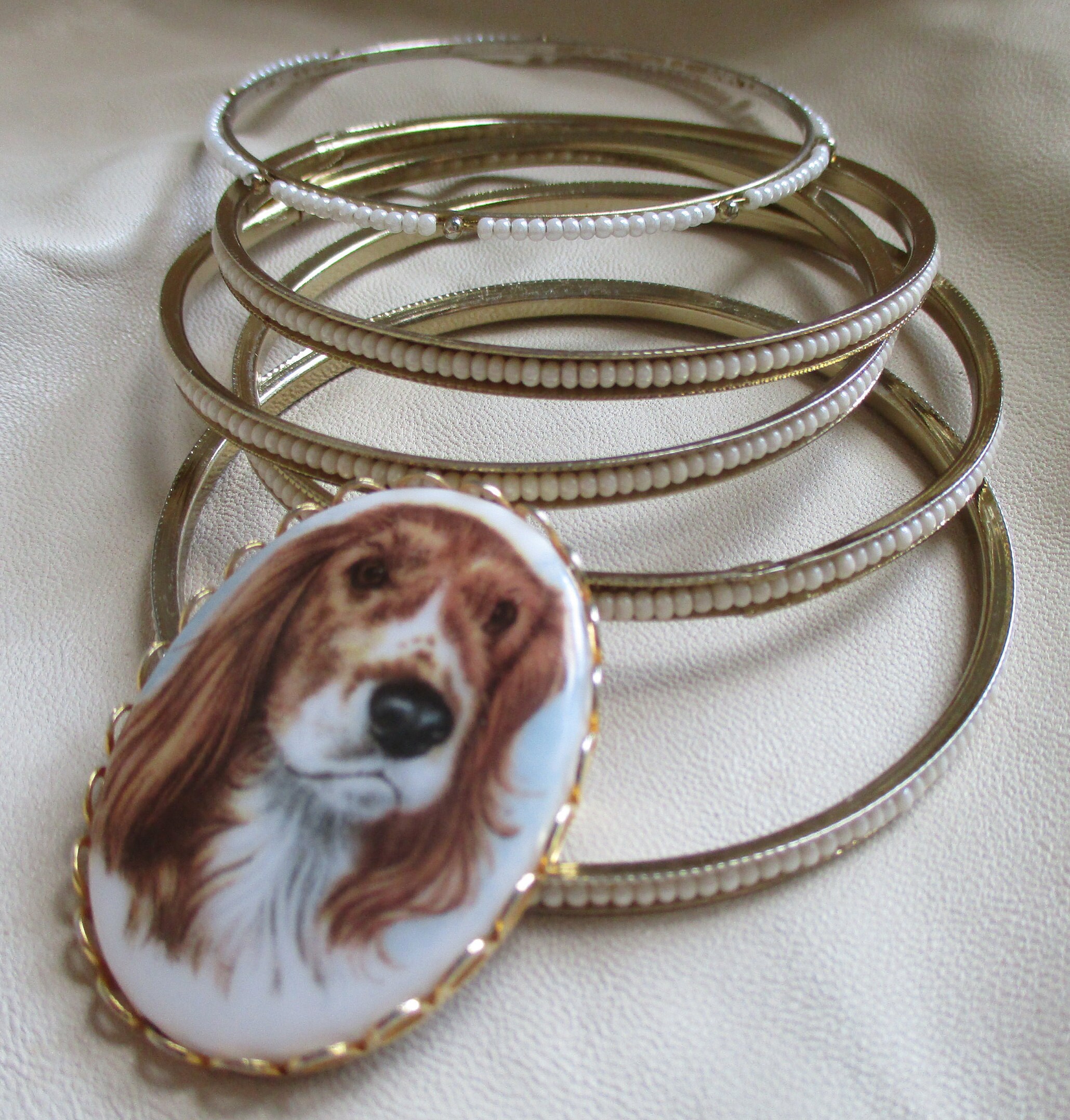 Best in Show: 8 Pc Set Vintage Spaniel Cabochon Brooch 5 - Etsy