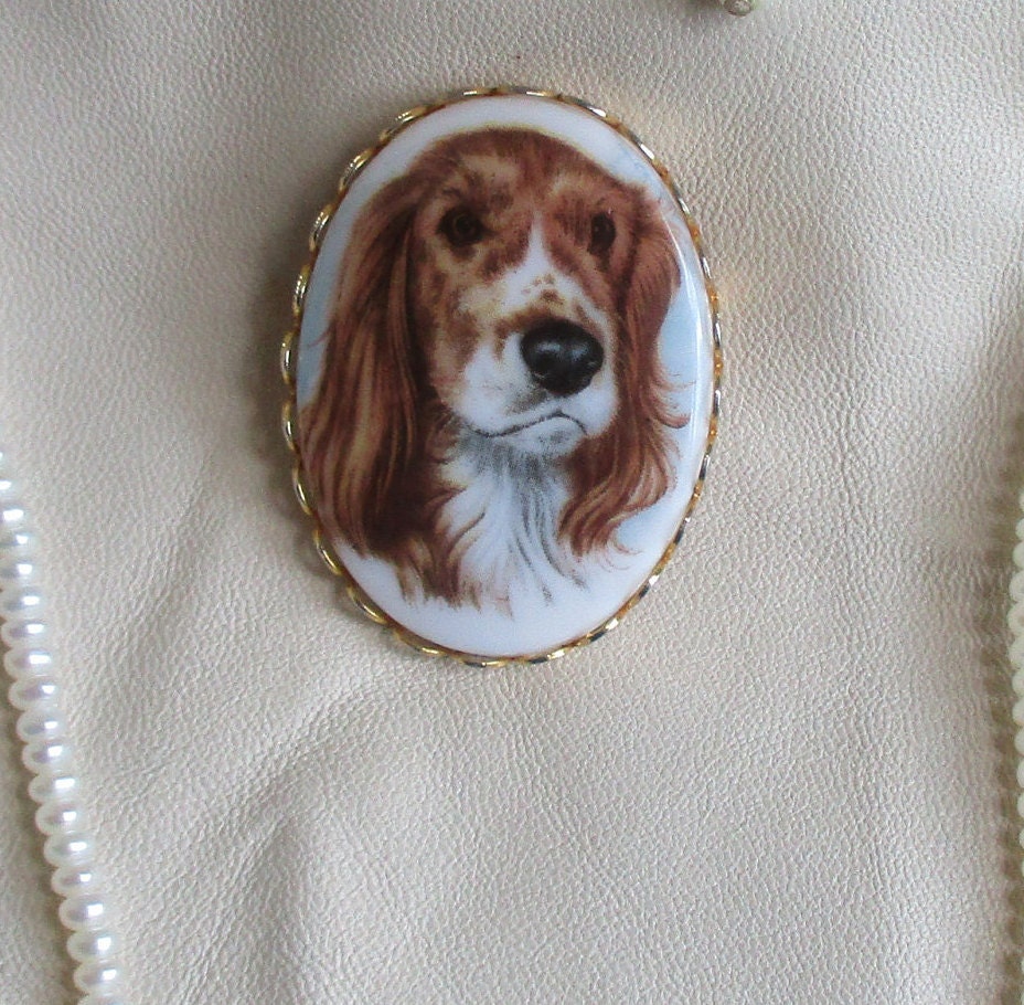 Best in Show: 8 Pc Set Vintage Spaniel Cabochon Brooch 5 - Etsy