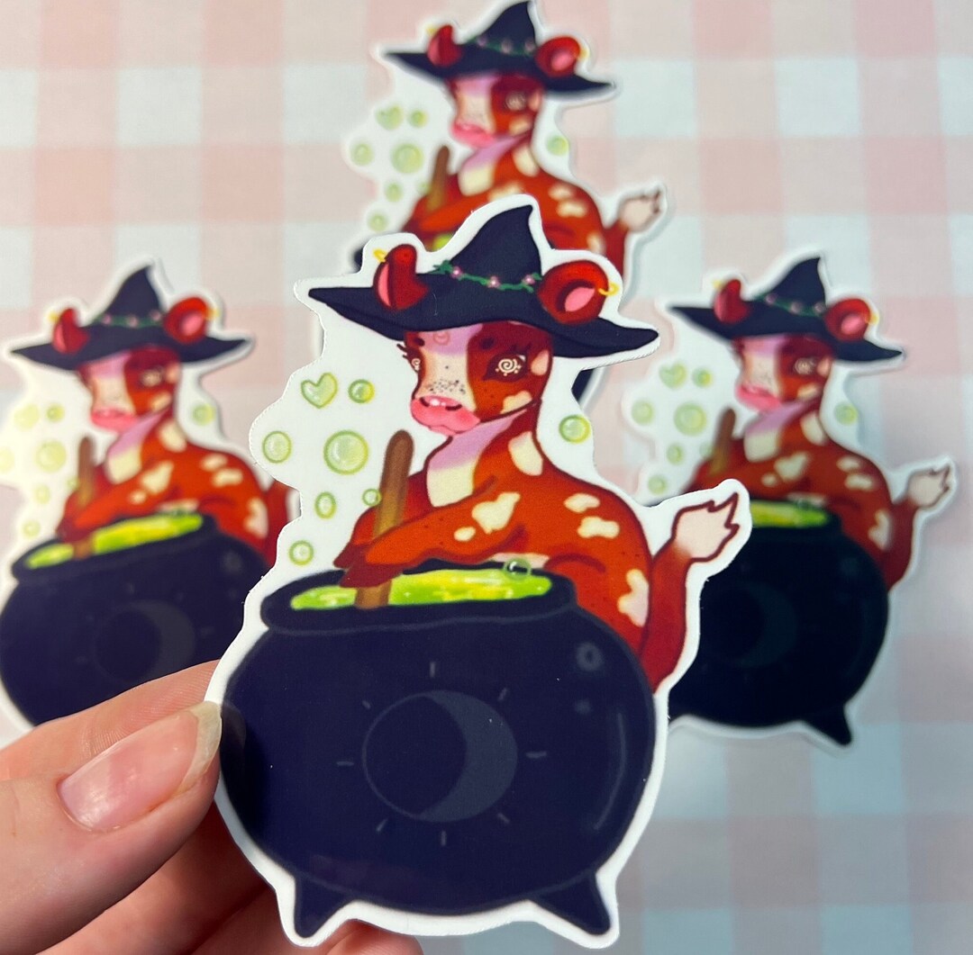 Pheobe the Witch Cow Spooky 3.4in Glossy Sticker - Etsy