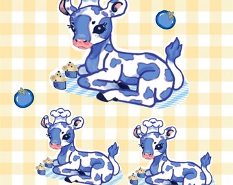 Blueberry Cow Sticker | Etsy