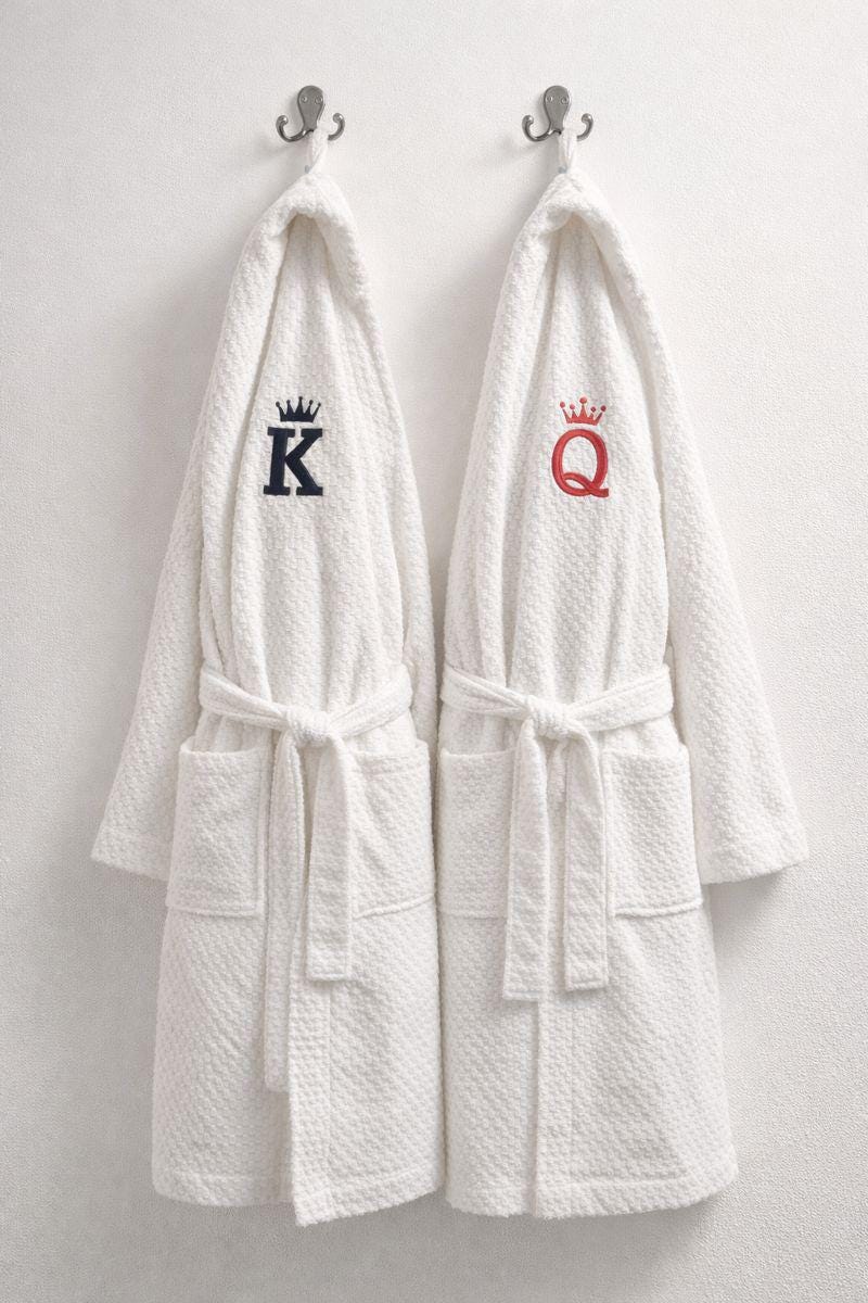 Embroidered King and Queen Cotton Robe, Personalized Couples Gift - Etsy