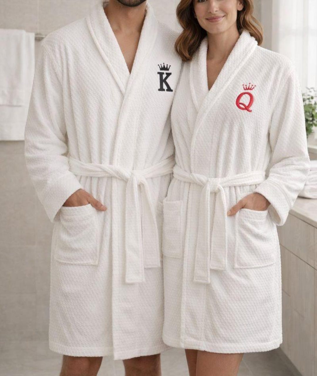 Embroidered King and Queen Cotton Robe, Personalized Couples Gift - Etsy