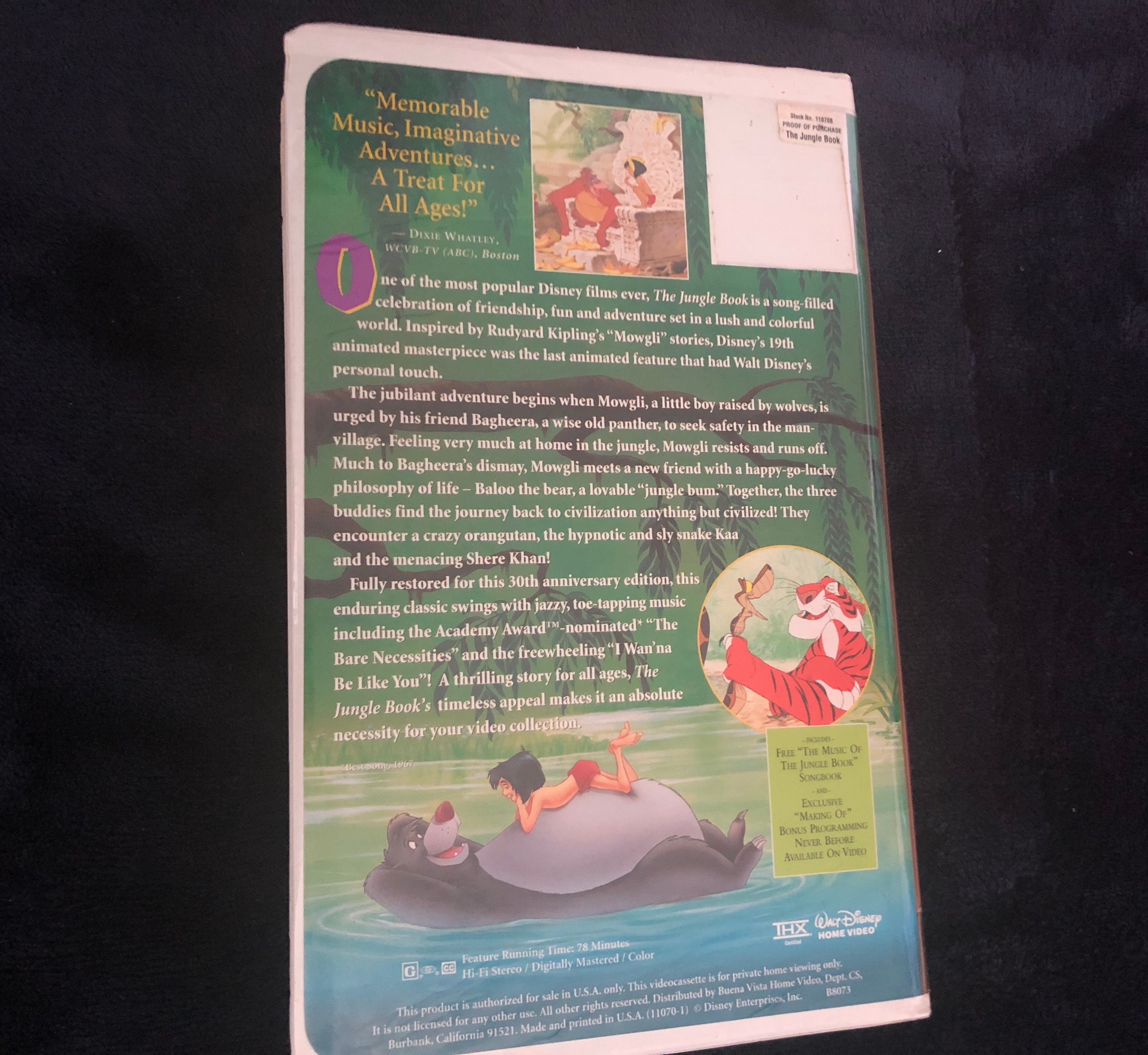 Disneys the Jungle Book VHS - Etsy