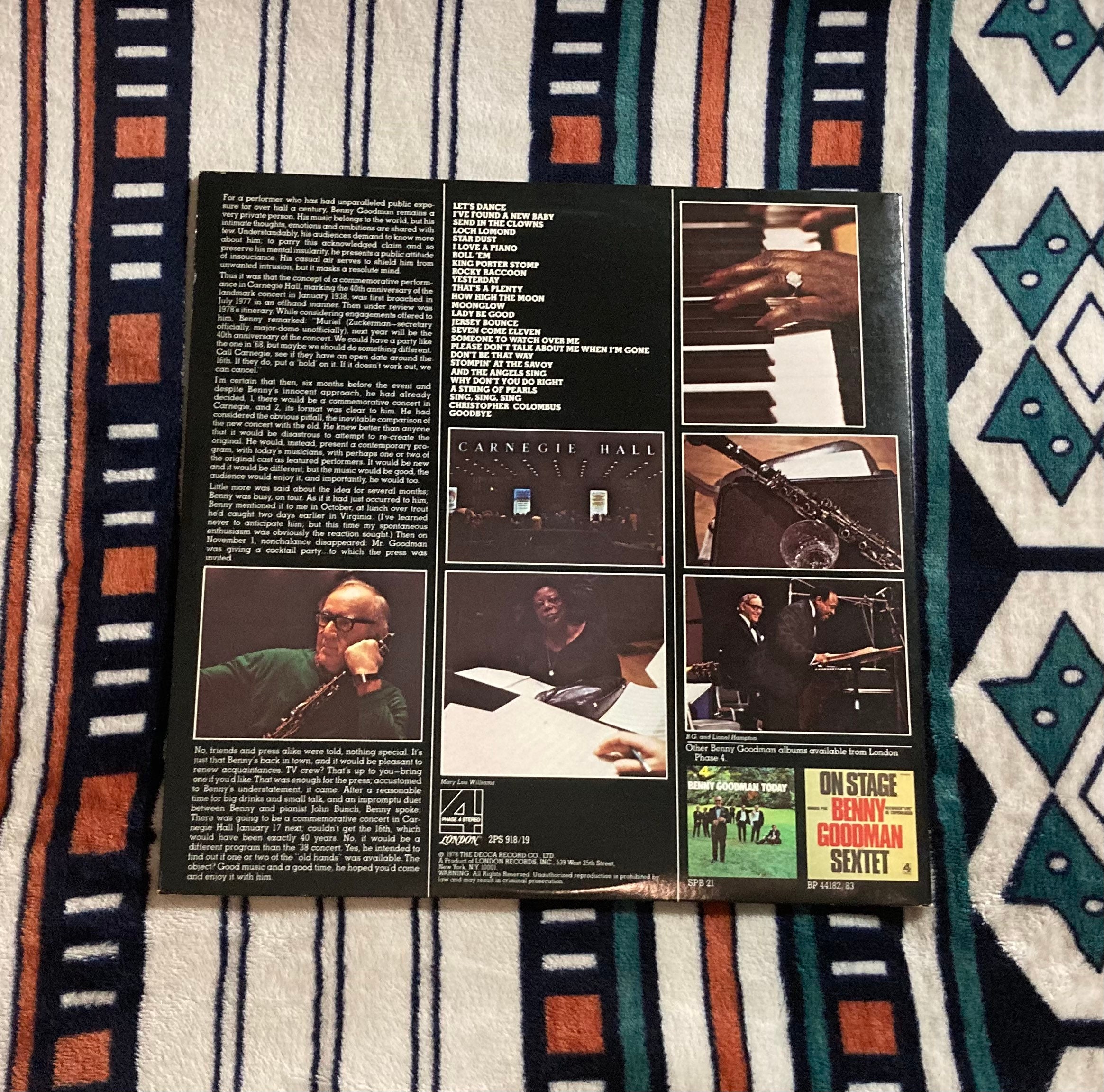 Benny Goodman Live at Carnegie Hall disque vinyle 1978 - Etsy France
