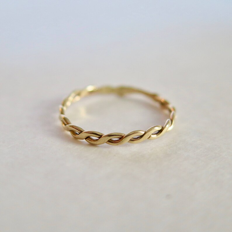 Solid 14K Gold Braid Ring Stackable Ring Wedding Band - Etsy