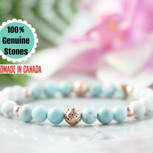 Turquoise Essential Oil Diffuser Bracelet, Aromatherapy Jewelry, Rose ...