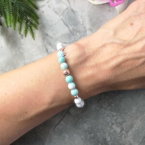 Turquoise Essential Oil Diffuser Bracelet, Aromatherapy Jewelry, Rose ...